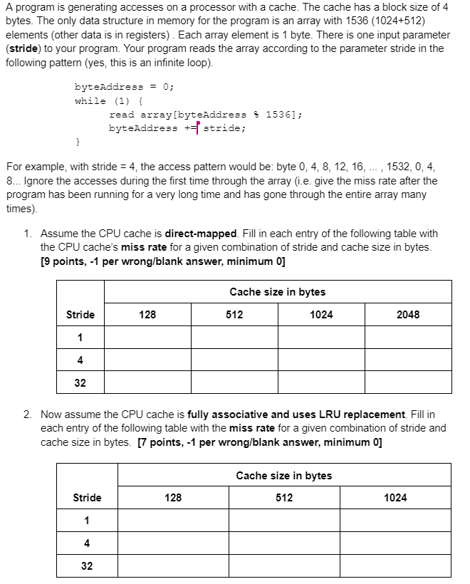 Solved A program is generating accesses on a processor with | Chegg.com
