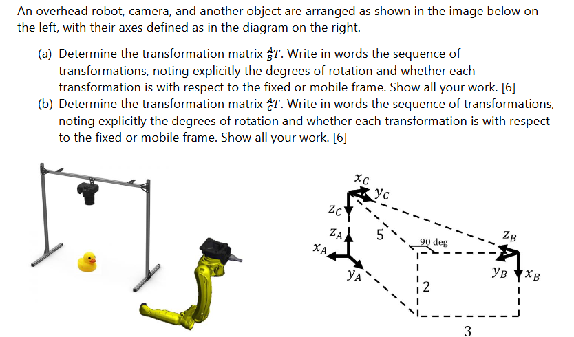 An overhead robot, camera, and another object are | Chegg.com