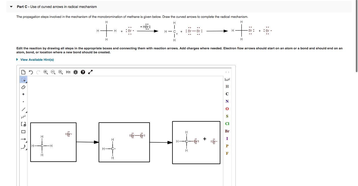 Solved - Part - Use of curved arrows in radical mechanism | Chegg.com