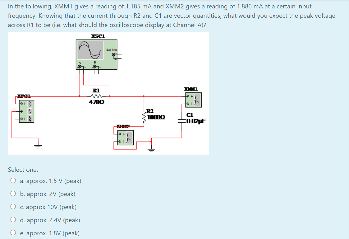Solved In the following, XMM1 gives a reading of 1.185 mA | Chegg.com