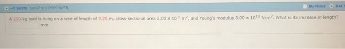 Solved -/1 polnts SerCPt0 9 P0O9 MLFB My Notes Ask A 210-kg | Chegg.com