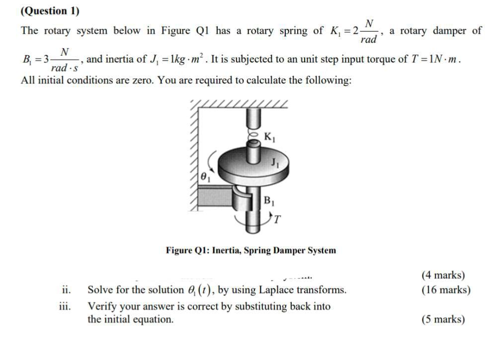 Solved 9 (Question 1) N The rotary system below in Figure Q1 | Chegg.com