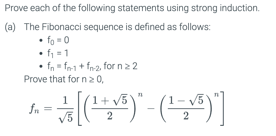 Solved Prove each of the following statements using strong | Chegg.com