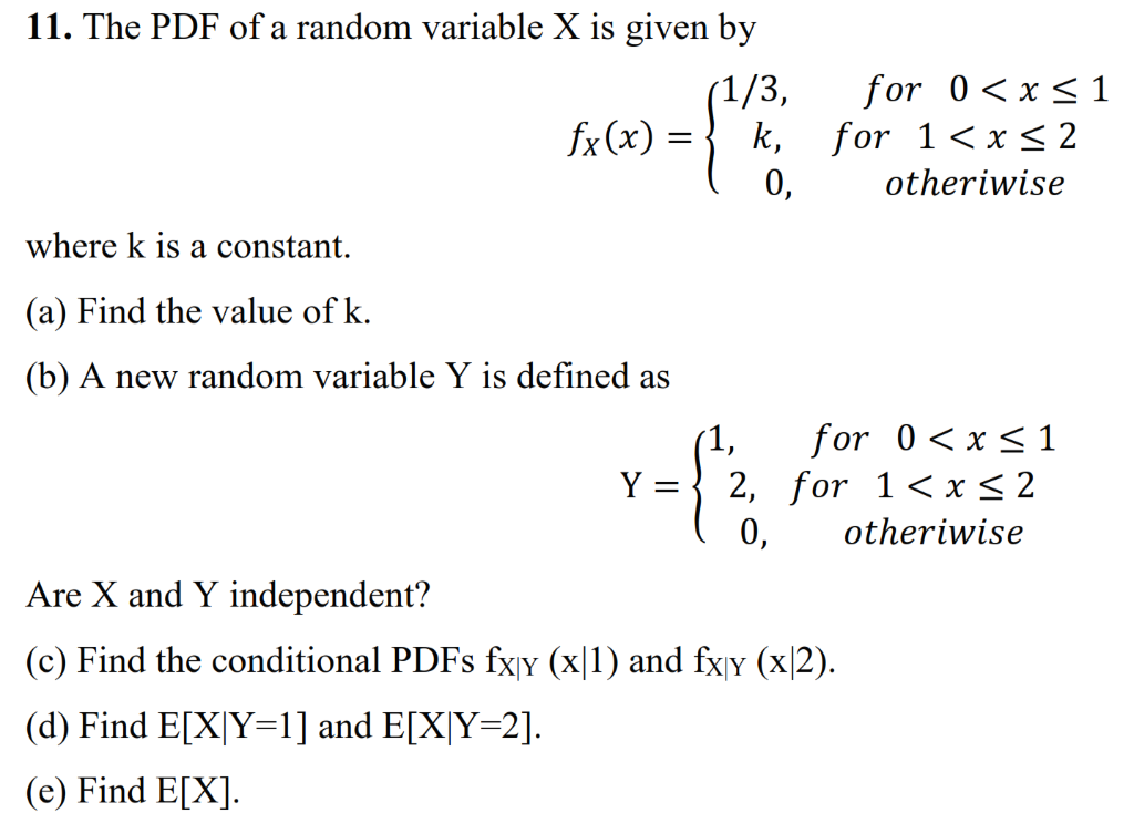 Solved 11. The PDF of a random variable \( X \) is given by | Chegg.com