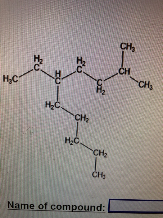 Solved CH3 CH H3C H2C CH2 H2C CH2 CH3 Name of compound: | Chegg.com
