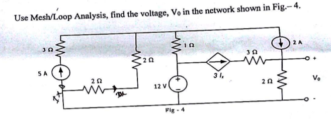 Solved Use Mesh/Loop Analysis, find the voltage, Vo in the | Chegg.com