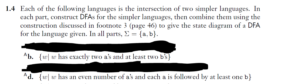 Solved 1.4 Each of the following languages is the | Chegg.com