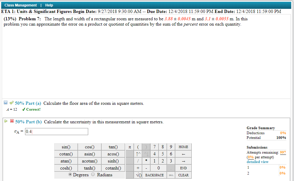 Solved Class Management Help ETA 1: Units & Significant | Chegg.com