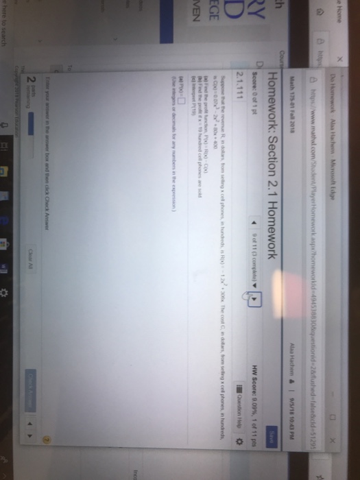 Solved Homework Section 2 1 Homework Score 0 38 Of 1 Pt 11