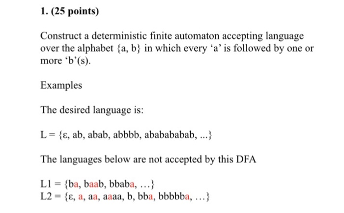 Solved 1. (25 points) Construct a deterministic finite | Chegg.com