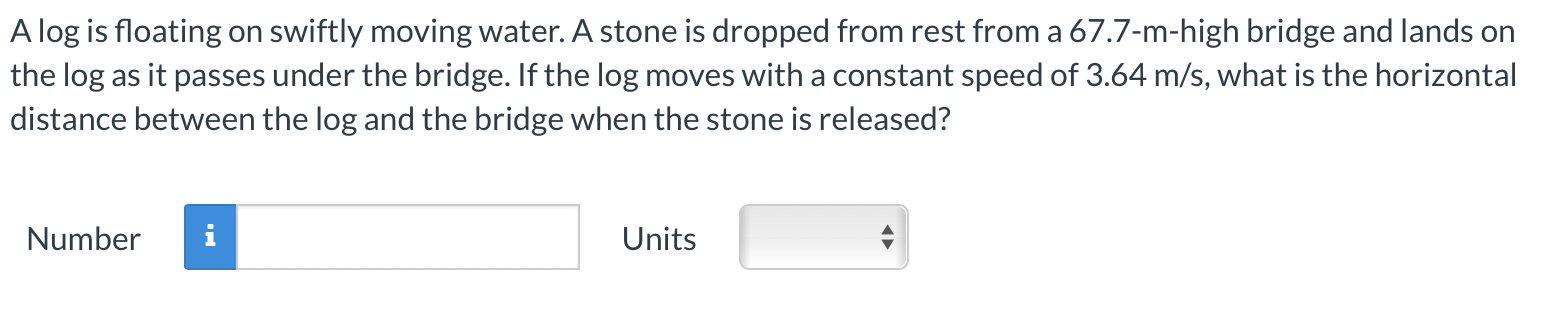 Solved A log is floating on swiftly moving water. A stone is | Chegg.com