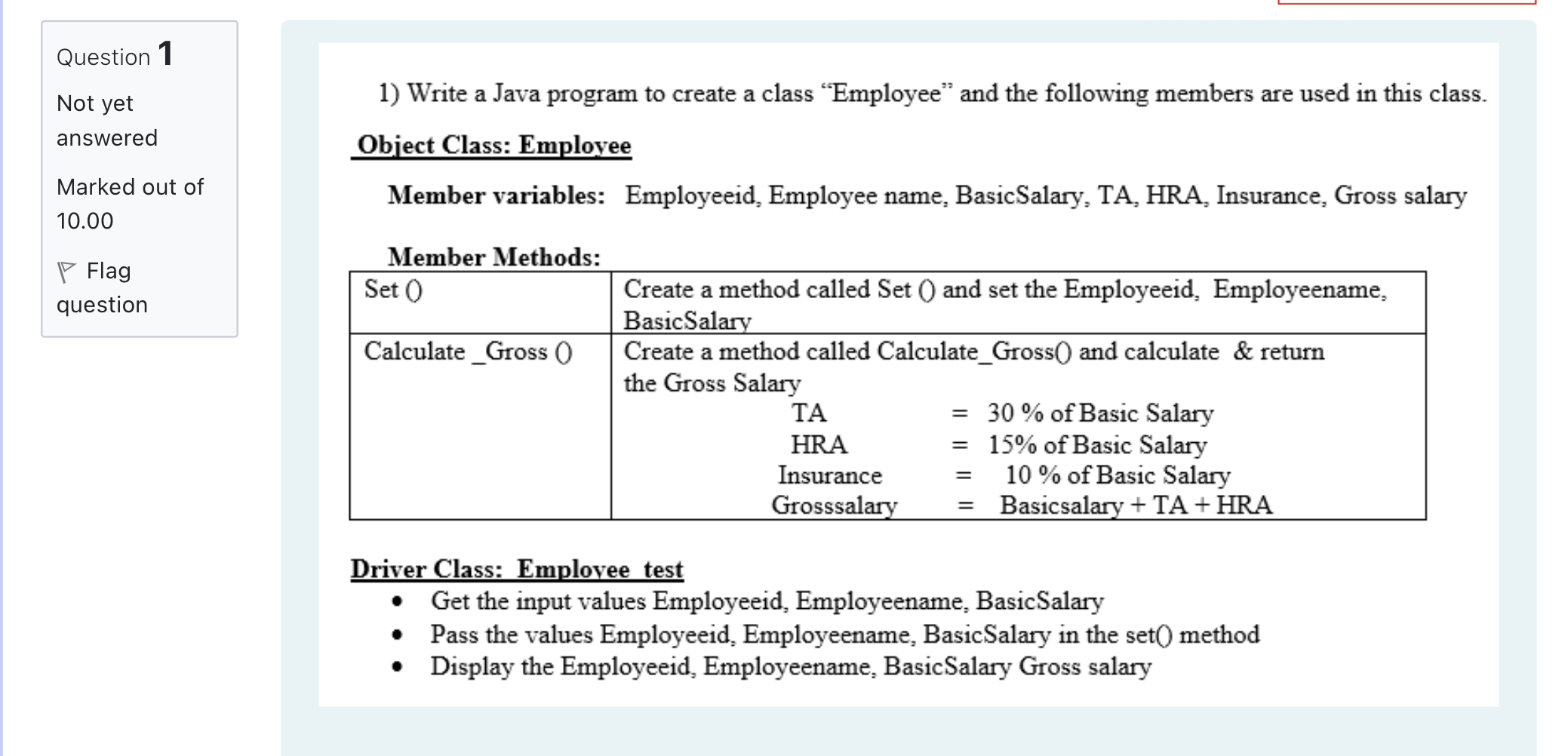 Solved Question 1 Not yet answered 1) Write a Java program | Chegg.com