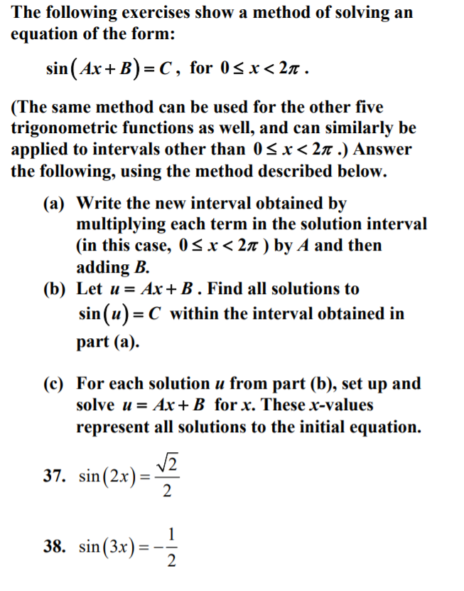 Solved The following exercises show a method of solving an | Chegg.com