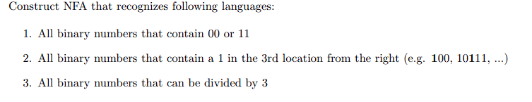 Solved Construct Nfa That Recognizes Following Languages 1 6164