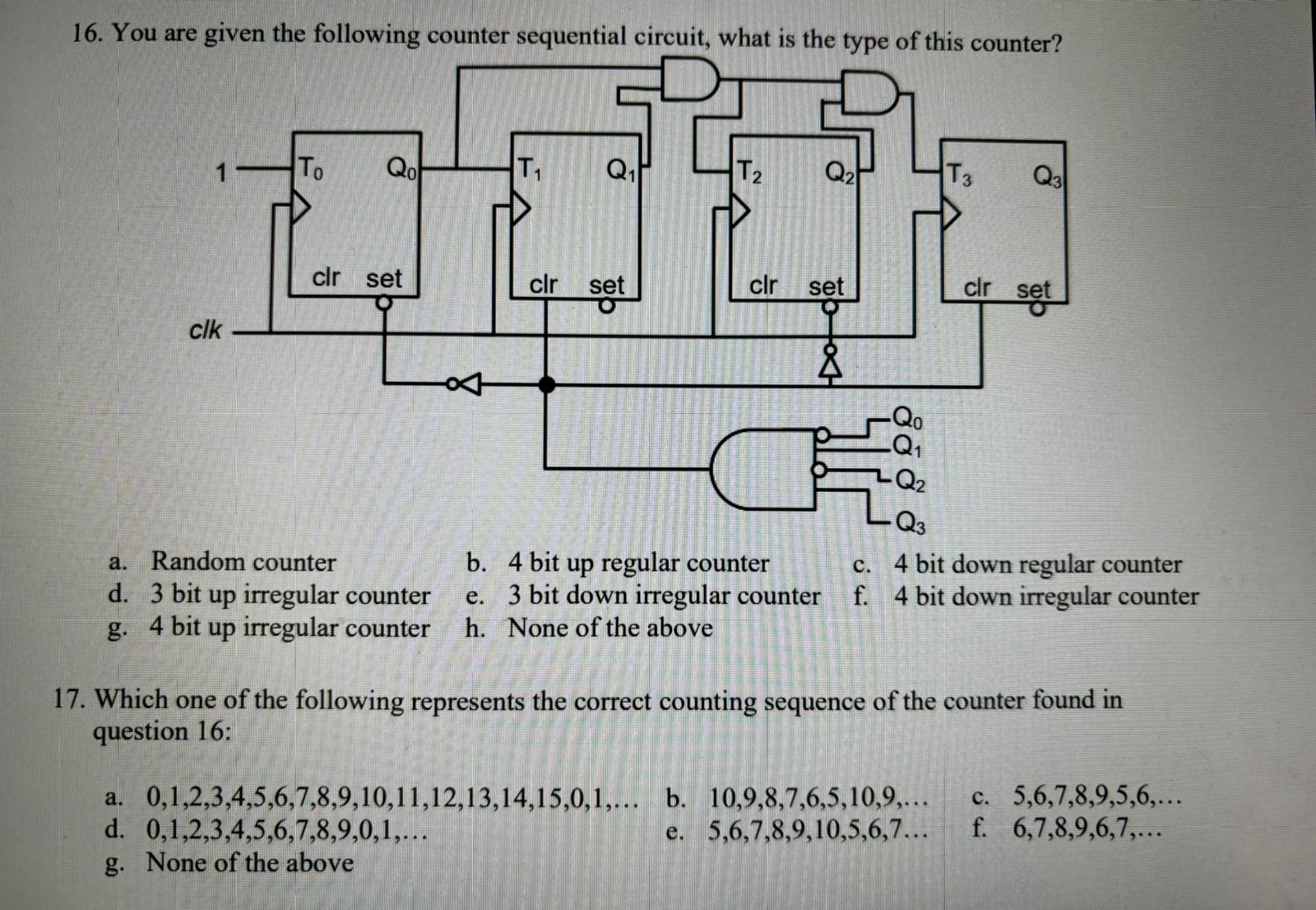 Solved 16. You are given the following counter sequential | Chegg.com