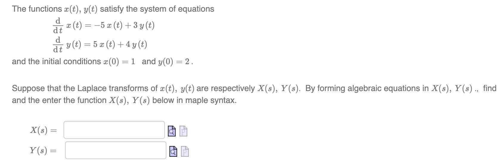 Solved The functions x(t),y(t) satisfy the system of | Chegg.com