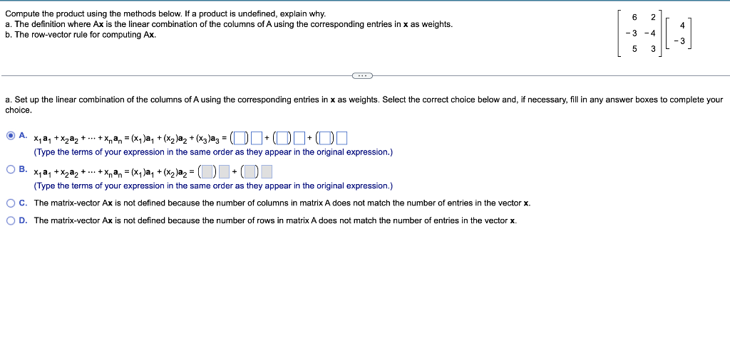 Solved Compute the product using the methods below. If a | Chegg.com