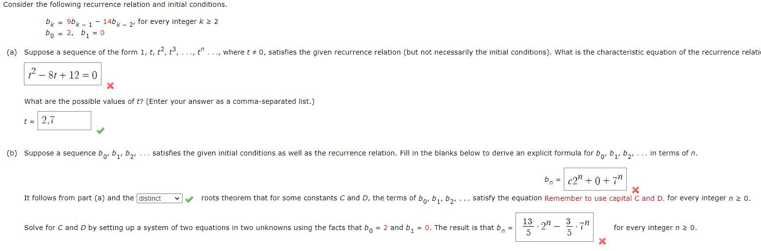 Solved Consider the following recurrence relation and | Chegg.com