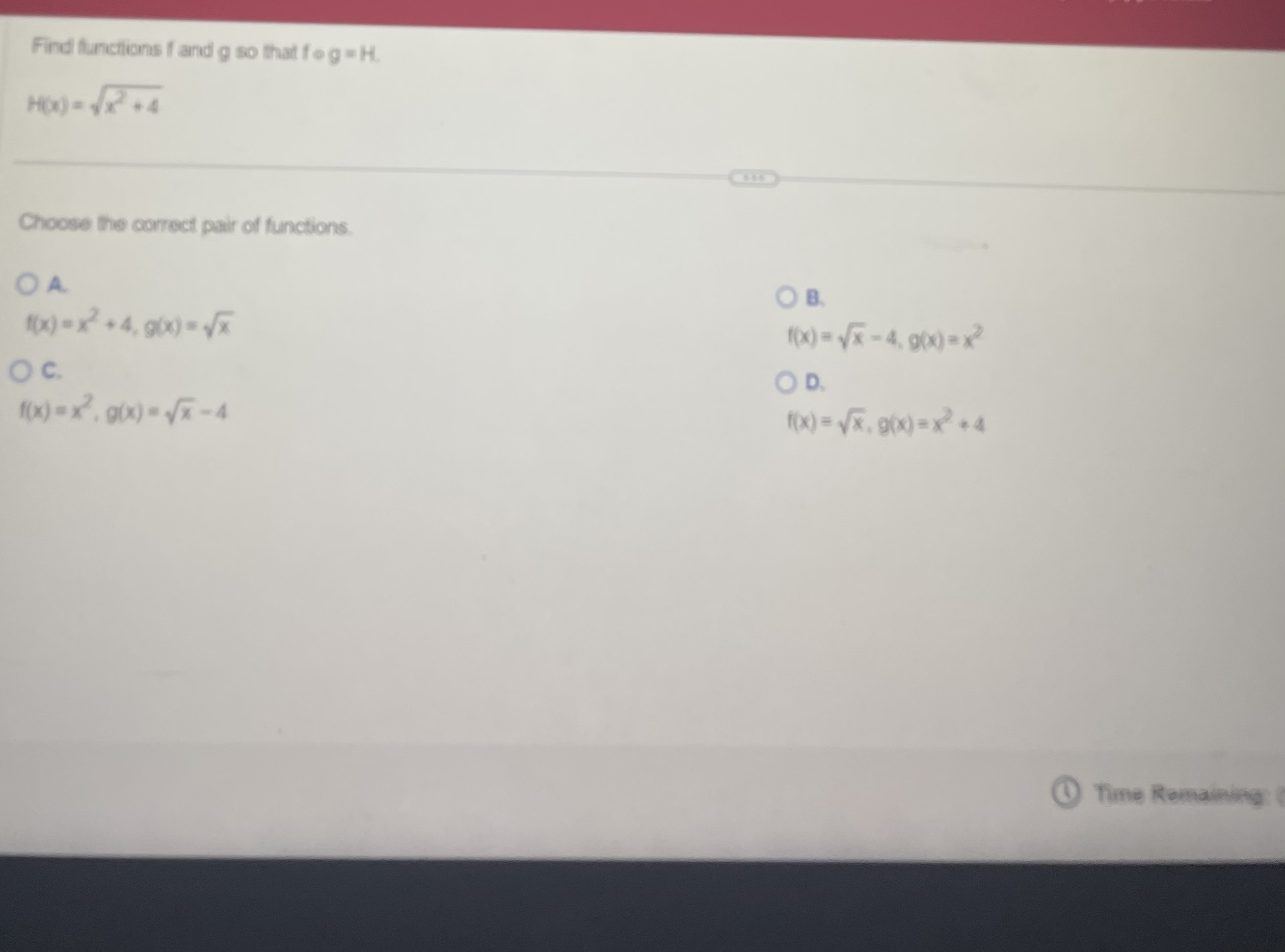 Solved Find functions f and g so that f∘g=H. H(x)=x2+4 | Chegg.com
