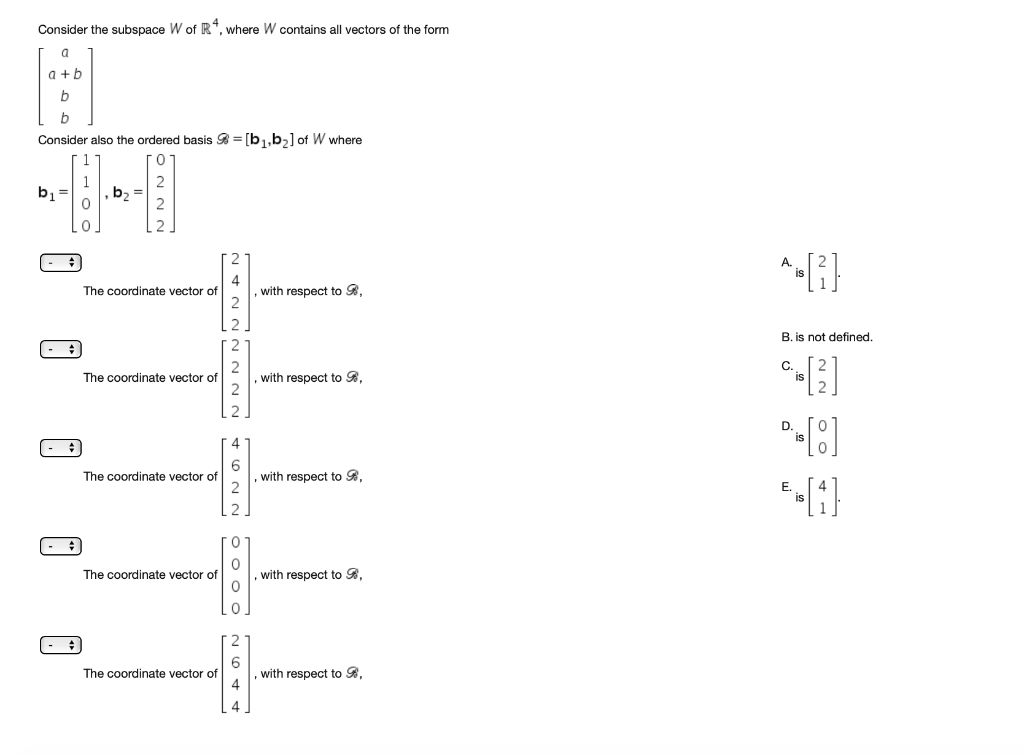 Solved Consider the subspace W of R4, where W contains all | Chegg.com