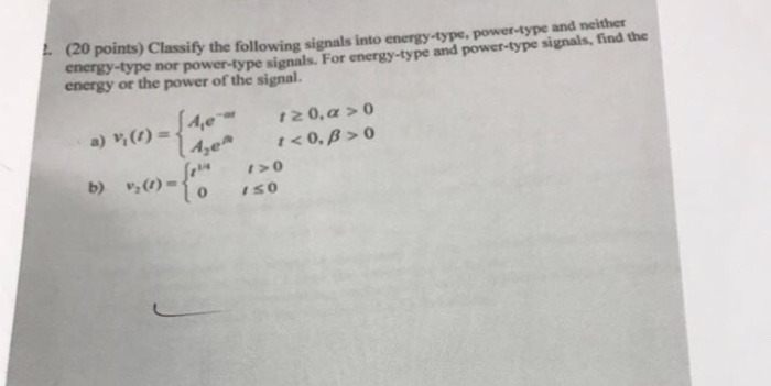 Solved 20 points) Classify the following signals into | Chegg.com