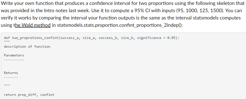 Solved Write your own function that produces a confidence | Chegg.com