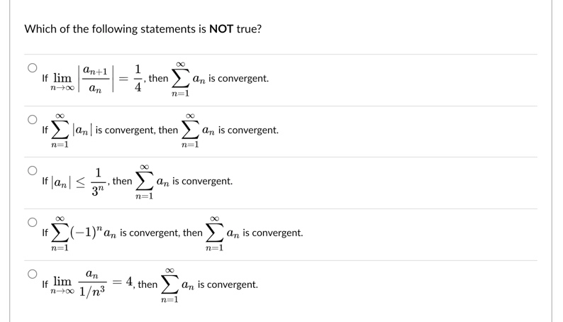 Solved Which of the following statements is NOT true? If lim | Chegg.com