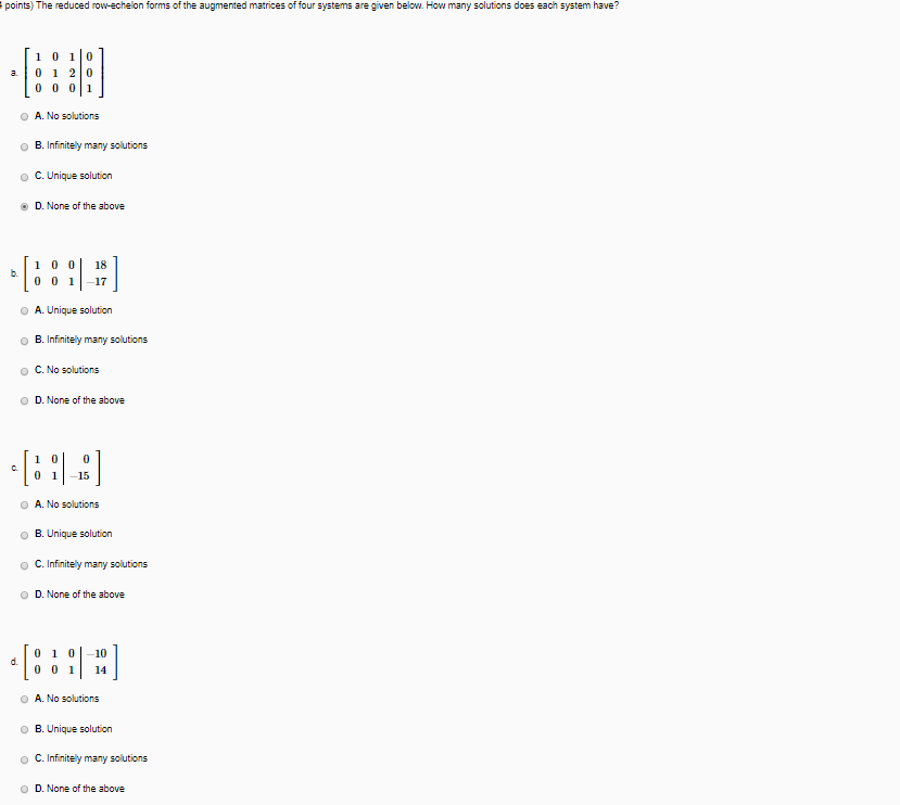 Solved points) The reduced row-echelon forms of the | Chegg.com