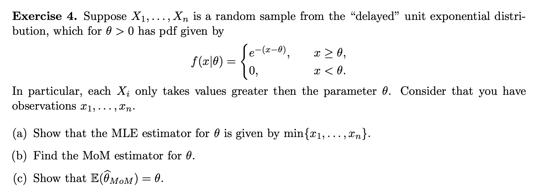 Solved Exercise 4. Suppose X1, ..., Xn is a random sample | Chegg.com