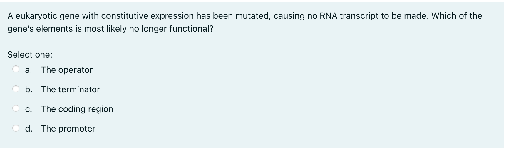 Solved A eukaryotic gene with constitutive expression has | Chegg.com