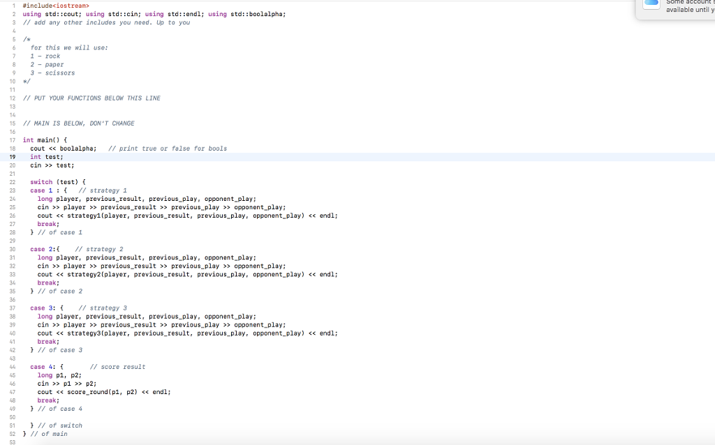 Solved code in c++, starter code provided | Chegg.com