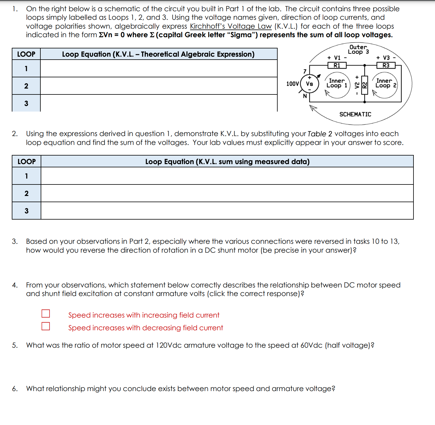 Solved 1. On the right below is a schematic of the circuit | Chegg.com