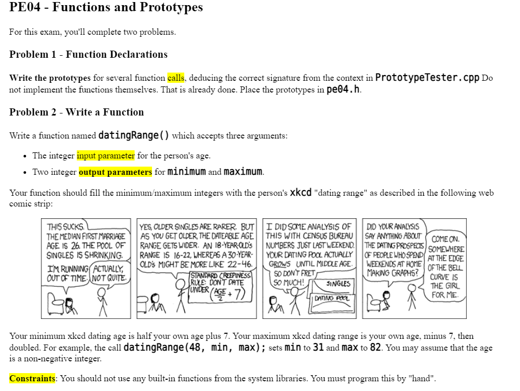 Solved Pe04 Functions And Prototypes For This Exam Youll 