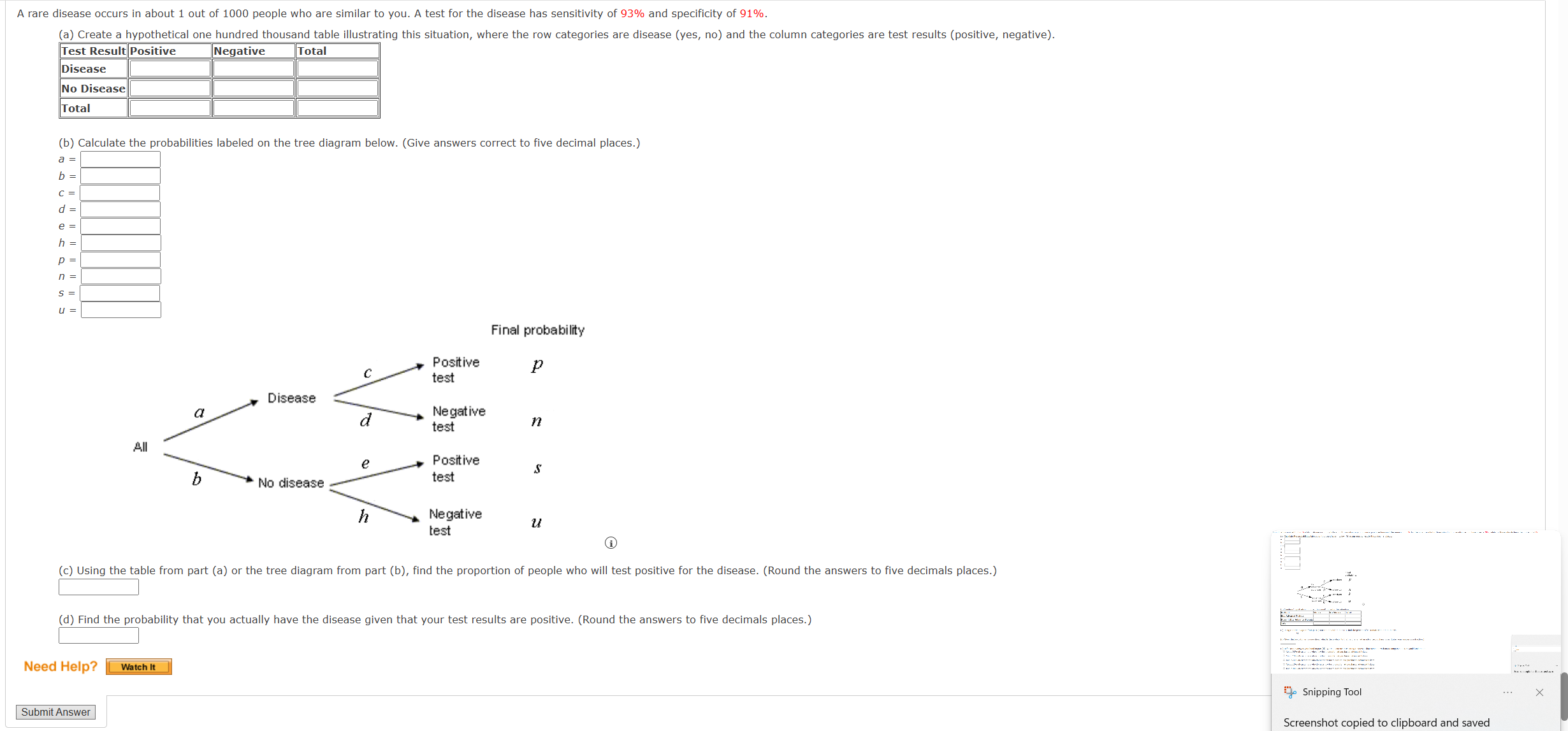 Solved (b) Calculate the probabilities labeled on the tree | Chegg.com