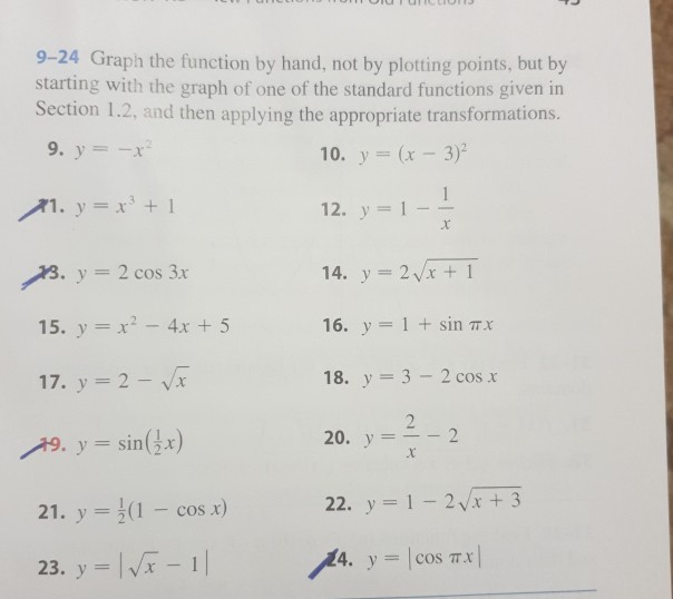 Solved CCOO U LU13 9-24 Graph the function by hand, not by | Chegg.com