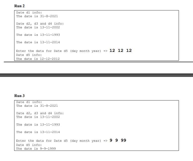 Solved 1. Complete the class class Date. Note that, the | Chegg.com