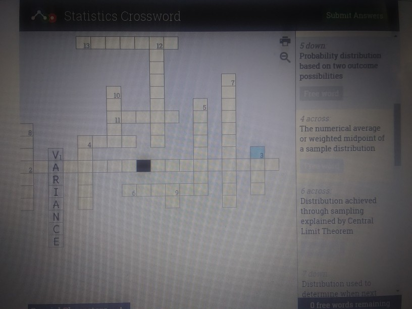 Solved Statistics Crossword Submit Answers 2 acrost Measure | Chegg.com