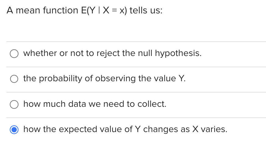 Solved A variance function Var(Y∣X=x) tells us: if a data | Chegg.com