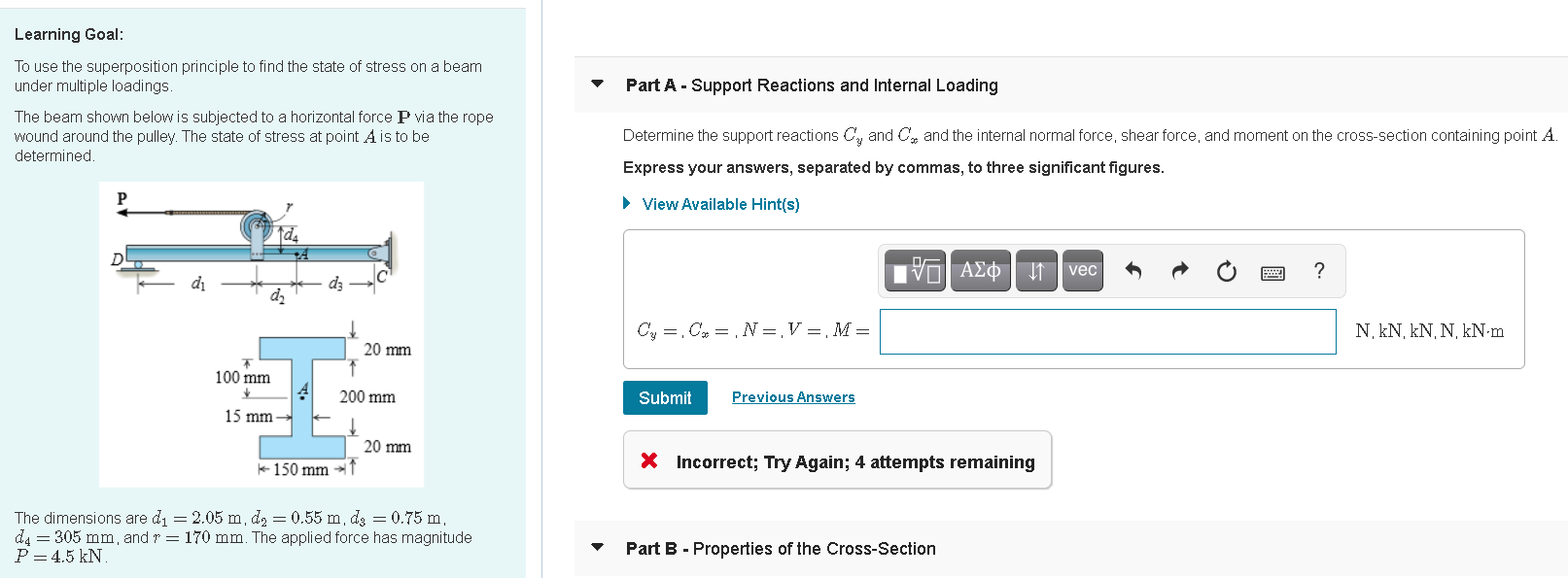 Solved Learning Goal: Part A - Support Reactions and | Chegg.com