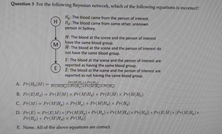 Solved Question 3 For the following Bayesian network, which | Chegg.com