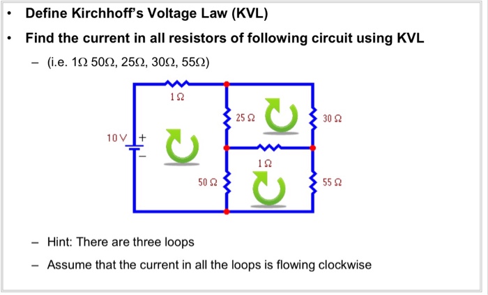Solved Define Kirchhoff's Voltage Law (KVL) Find the current | Chegg.com