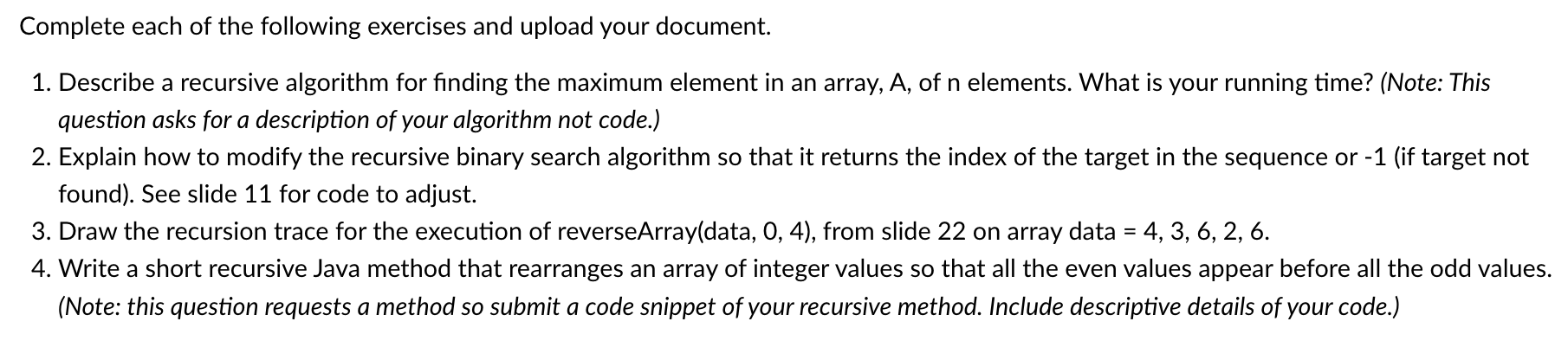 Solved Complete each of the following exercises and upload | Chegg.com