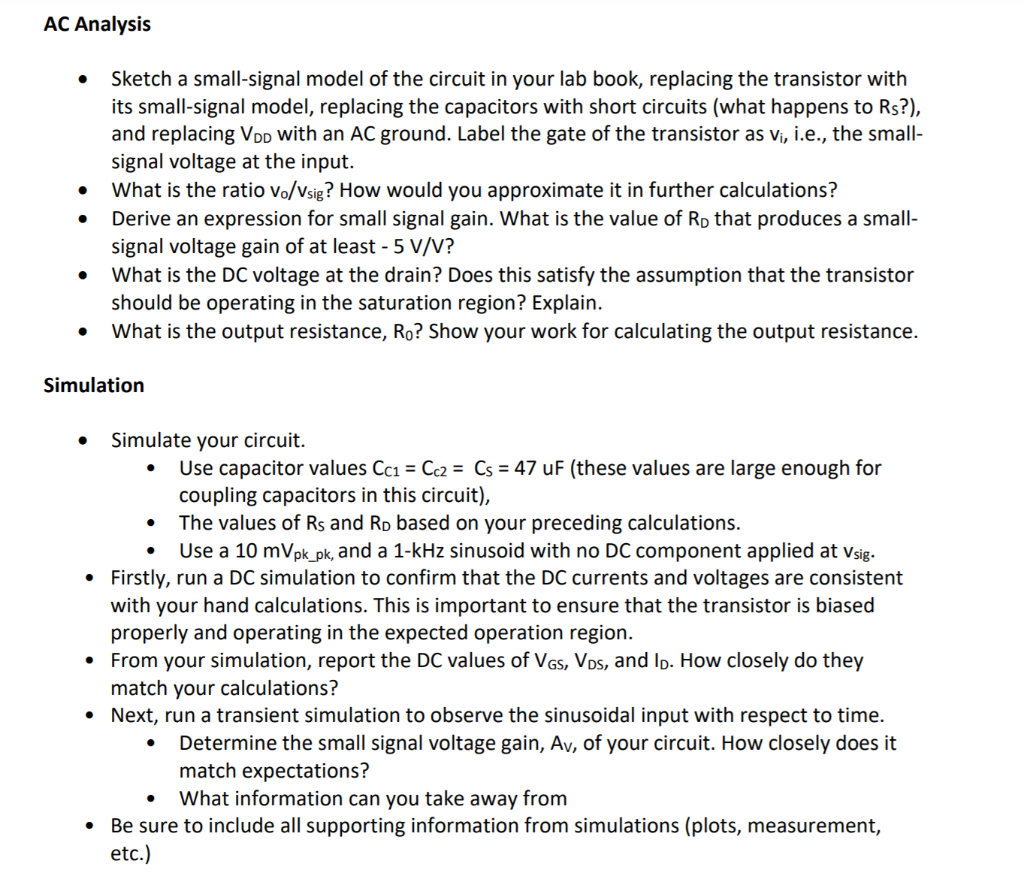AC Analysis . . Sketch a small-signal model of the | Chegg.com