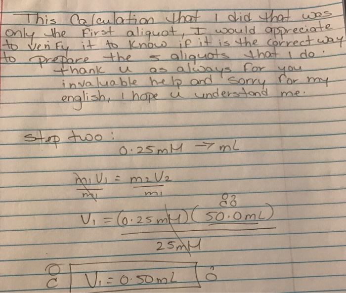 Solved Using the stock solution prepared in step 1 | Chegg.com