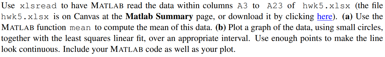 Solved Use Xlsread To Have Matlab Read The Data Within