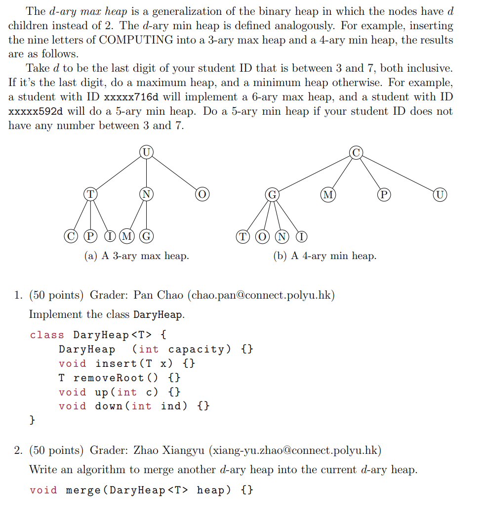 Solved The d-ary max heap is a generalization of the binary | Chegg.com