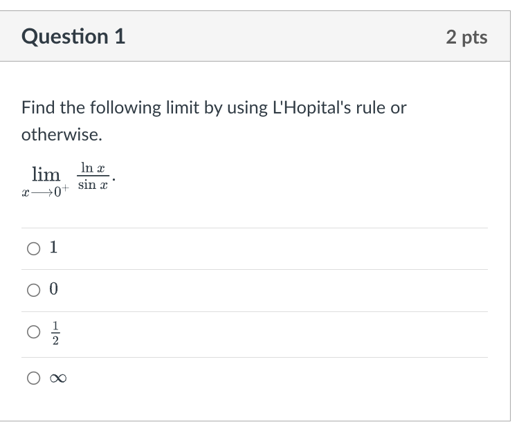 Find the following limit by using L'Hopital's rule or | Chegg.com