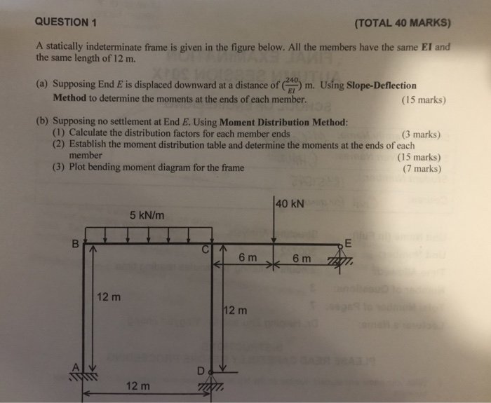 Solved QUESTION 1 (TOTAL 40 MARKS) A statically | Chegg.com