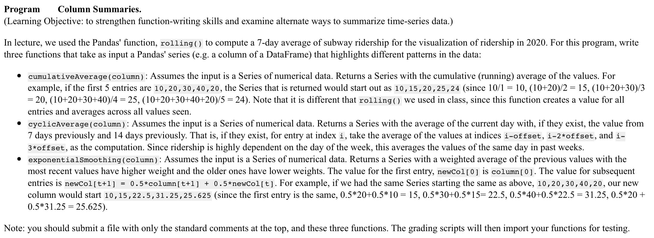Solved Program Column Summaries. (Learning Objective: to | Chegg.com
