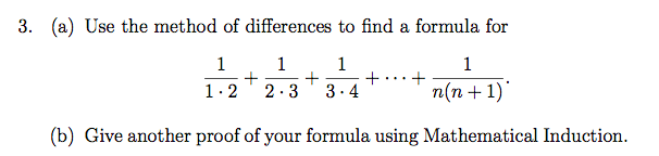 Solved 3. (a) Use the method of differences to find a | Chegg.com